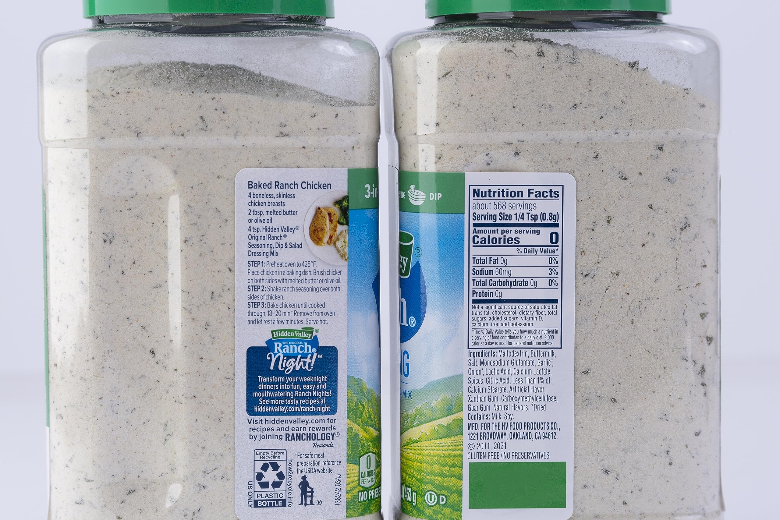 Hidden Valley Ranch Seasoning Mix - Original Ranch Dressing Dry Mix Powder for Salad Dressing and Dips Includes (2) 16oz Containers and (1) Measuring Spoon