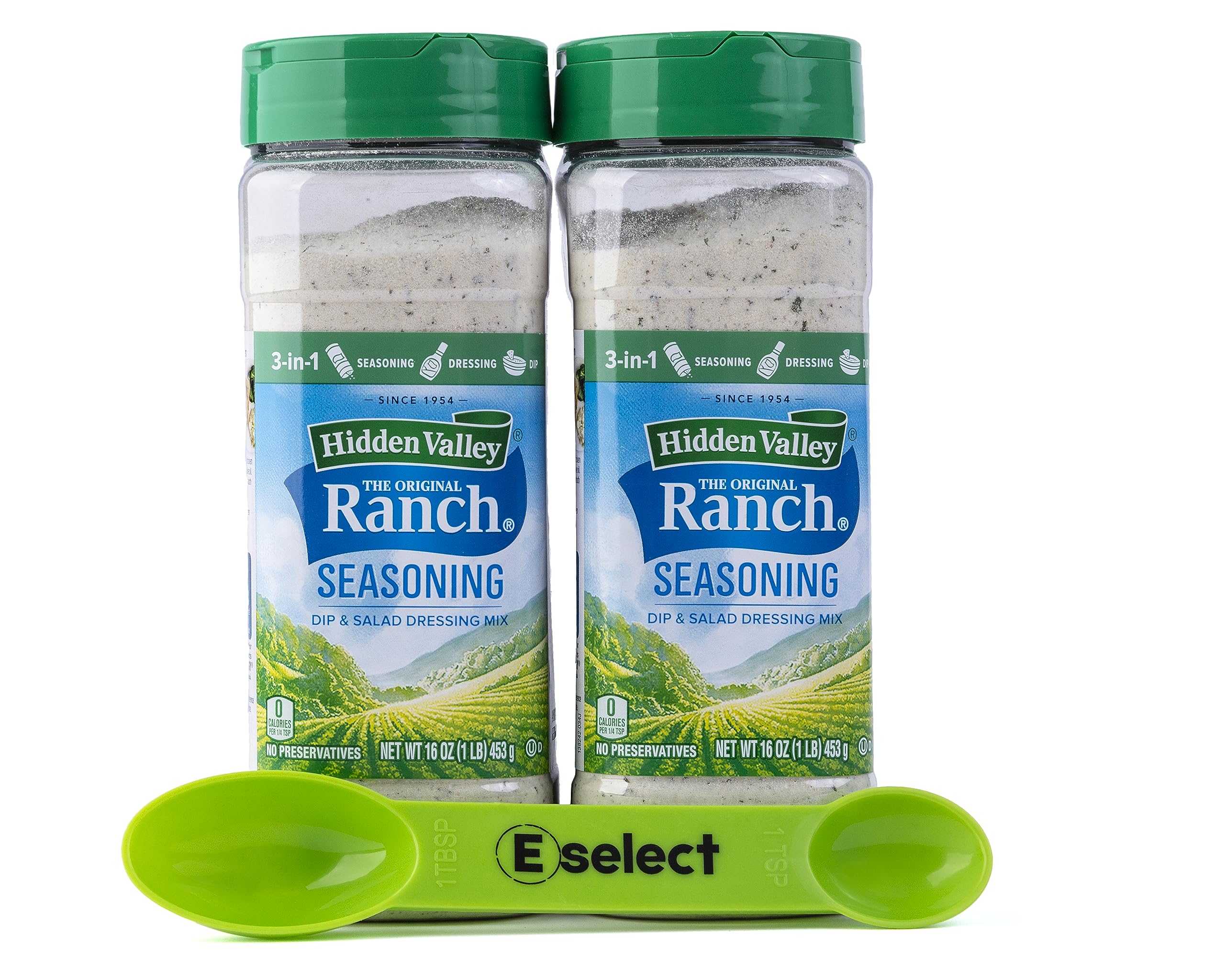 Hidden Valley Ranch Seasoning Mix - Original Ranch Dressing Dry Mix Powder for Salad Dressing and Dips Includes (2) 16oz Containers and (1) Measuring Spoon