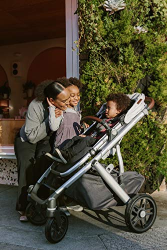 UPPAbaby Vista V2 Stroller - Jake (Black/Carbon/Black Leather) + Leather Handlebar Covers for Vista, V2 - Saddle + Leather Bumper bar Cover for Vista, V2, Cruz, V2 - Saddle