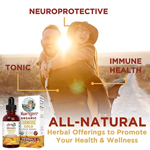 MaryRuth Organics Elderberry Syrup & Turmeric Gold Herbals Bundle Black Sambucus Liquid for Kids & Adults | USDA Organic Turmeric Gold Liquid Drops | Immune System Support | Non-GMO, Vegan