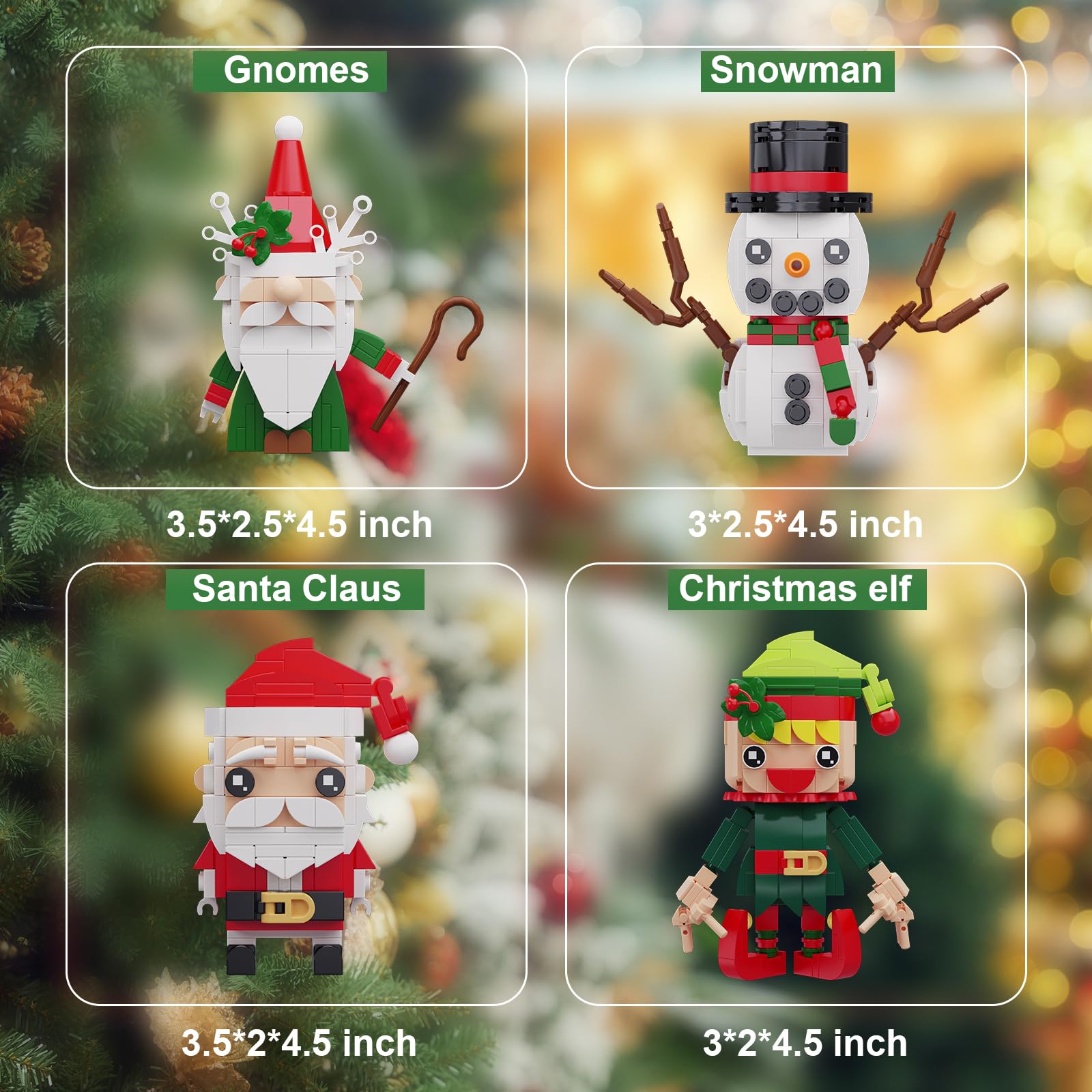 Christmas Building Blocks Santa Claus,Snowman,Elf and Gnome Building Bricks headz Toys Ornaments Compatible for Lego for Kids 6+(563pcs)