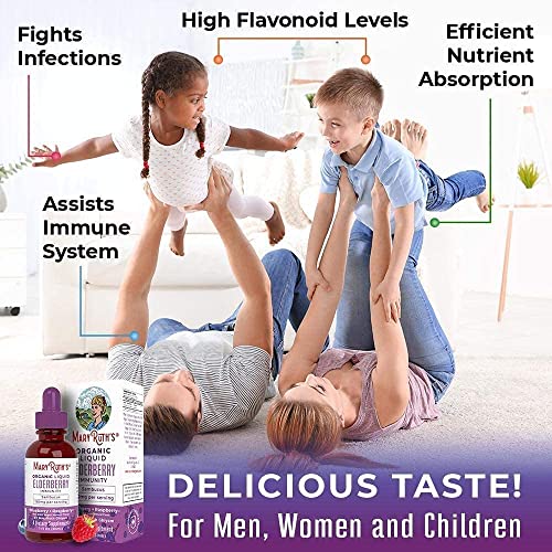 MaryRuth Organics Elderberry Syrup & Turmeric Gold Herbals Bundle Black Sambucus Liquid for Kids & Adults | USDA Organic Turmeric Gold Liquid Drops | Immune System Support | Non-GMO, Vegan
