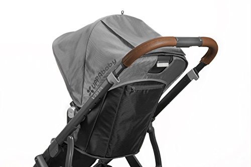 UPPAbaby Vista V2 Stroller - Jake (Black/Carbon/Black Leather) + Leather Handlebar Covers for Vista, V2 - Saddle + Leather Bumper bar Cover for Vista, V2, Cruz, V2 - Saddle