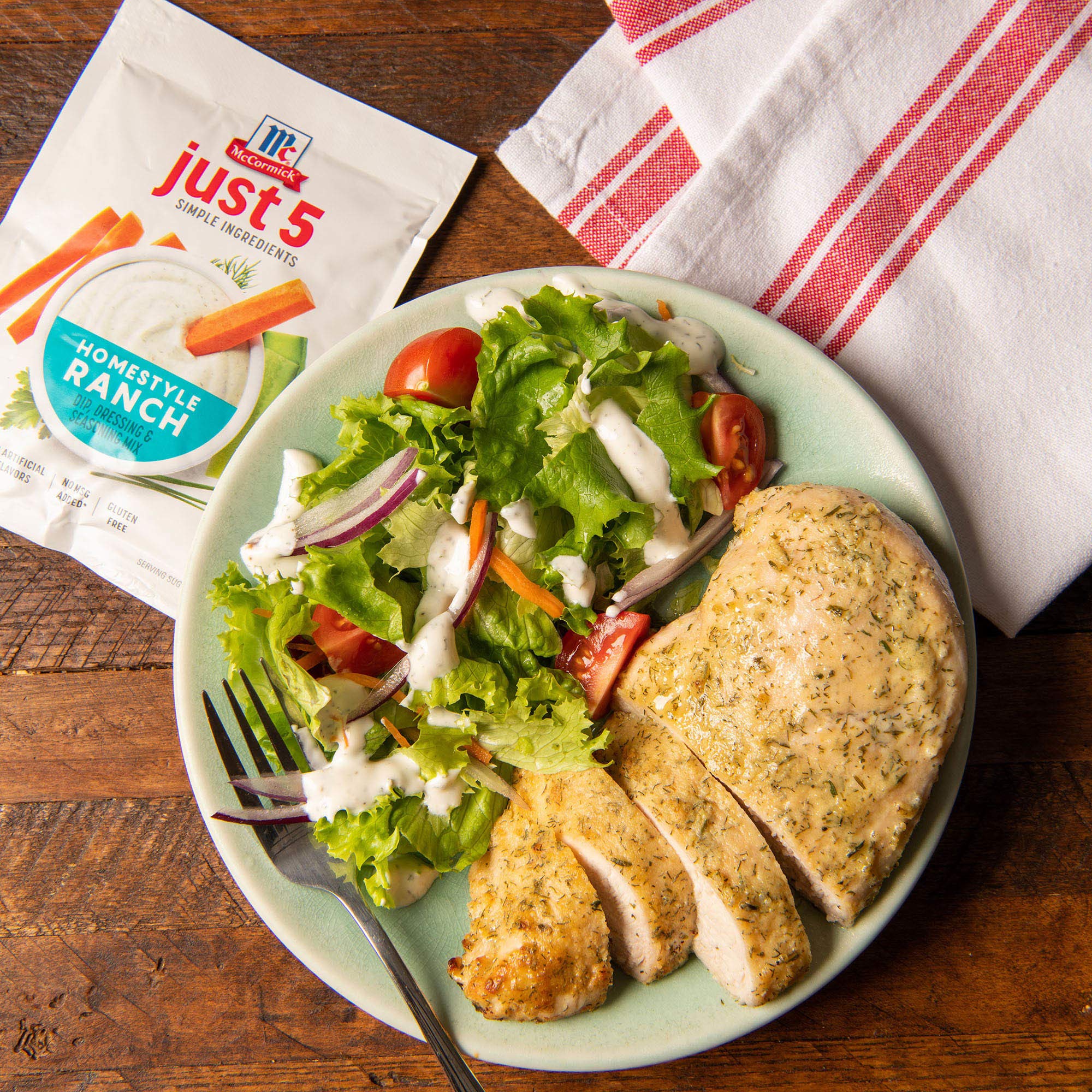 McCormick Just 5 Simple Ingredients Homestyle Ranch Dip, Dressing & Seasoning Mix, 1.25 oz (Pack of 12)