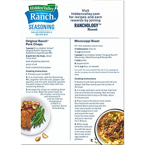 Hidden Valley Original Ranch Salad Dressing & Seasoning Mix, Gluten Free, Keto-Friendly - 4 Packets (Package May Vary)