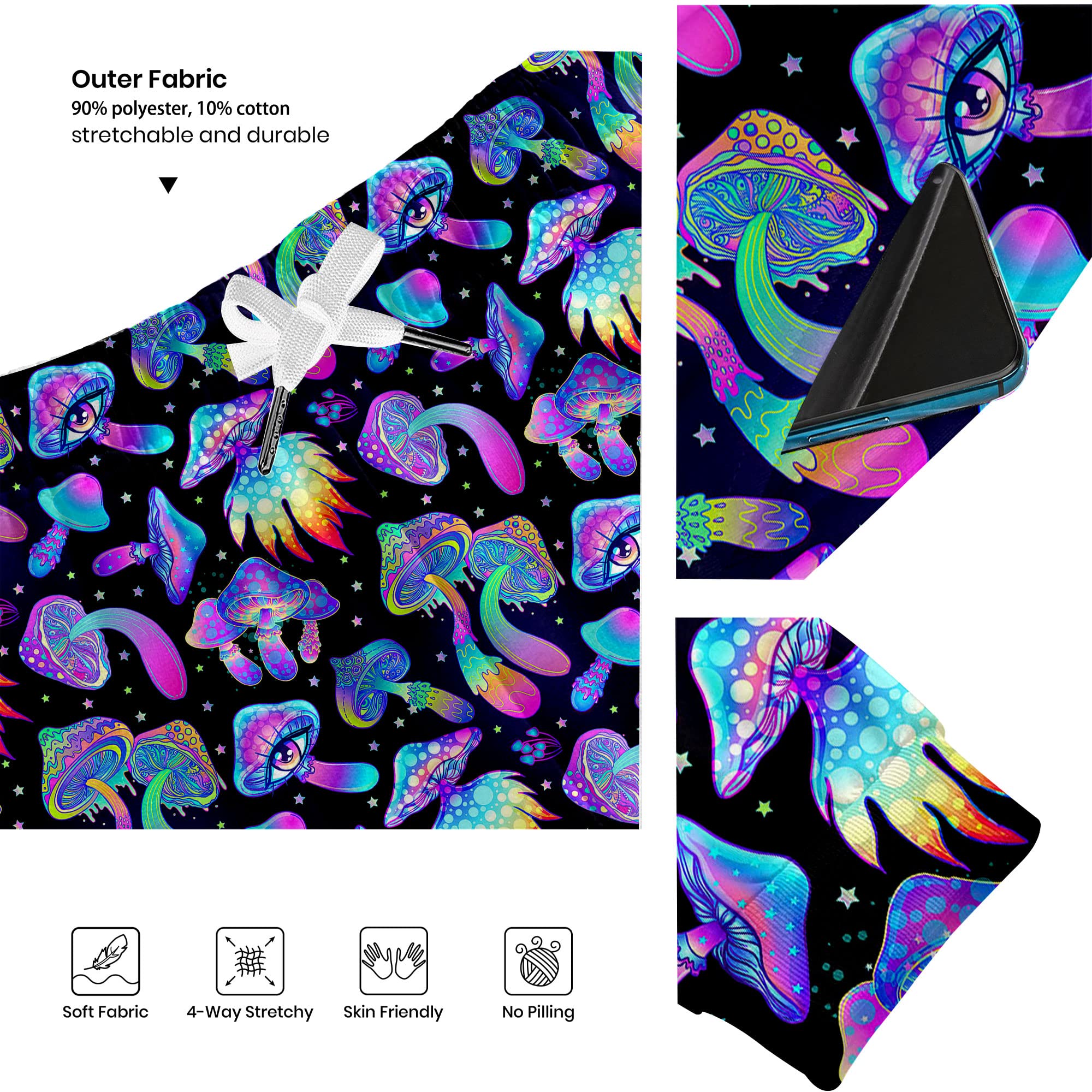 VVGETE Magic Mushrooms Pants 80s Mens Jogger Sweatpants,80s Costumes for Men Track Pants,Mens 90s Outfit