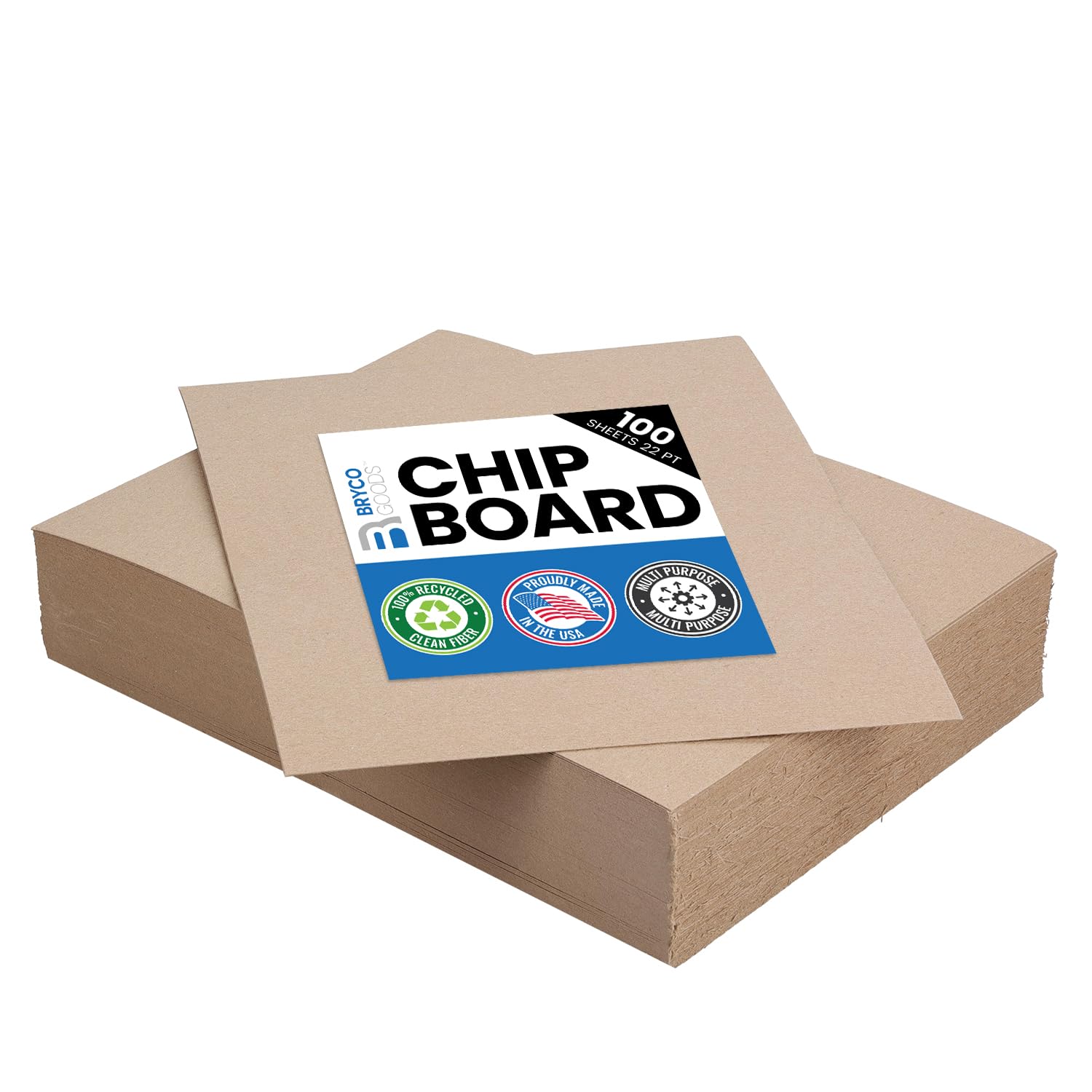 Chipboard Sheets 8.5" x 11" - 100 Sheets of 22 Point Chip Board for Crafts - This Kraft Board is a Great Alternative to MDF Board and Cardboard Sheets
