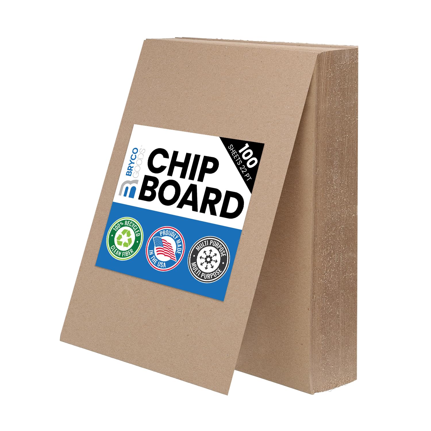 Chipboard Sheets 8.5" x 11" - 100 Sheets of 22 Point Chip Board for Crafts - This Kraft Board is a Great Alternative to MDF Board and Cardboard Sheets