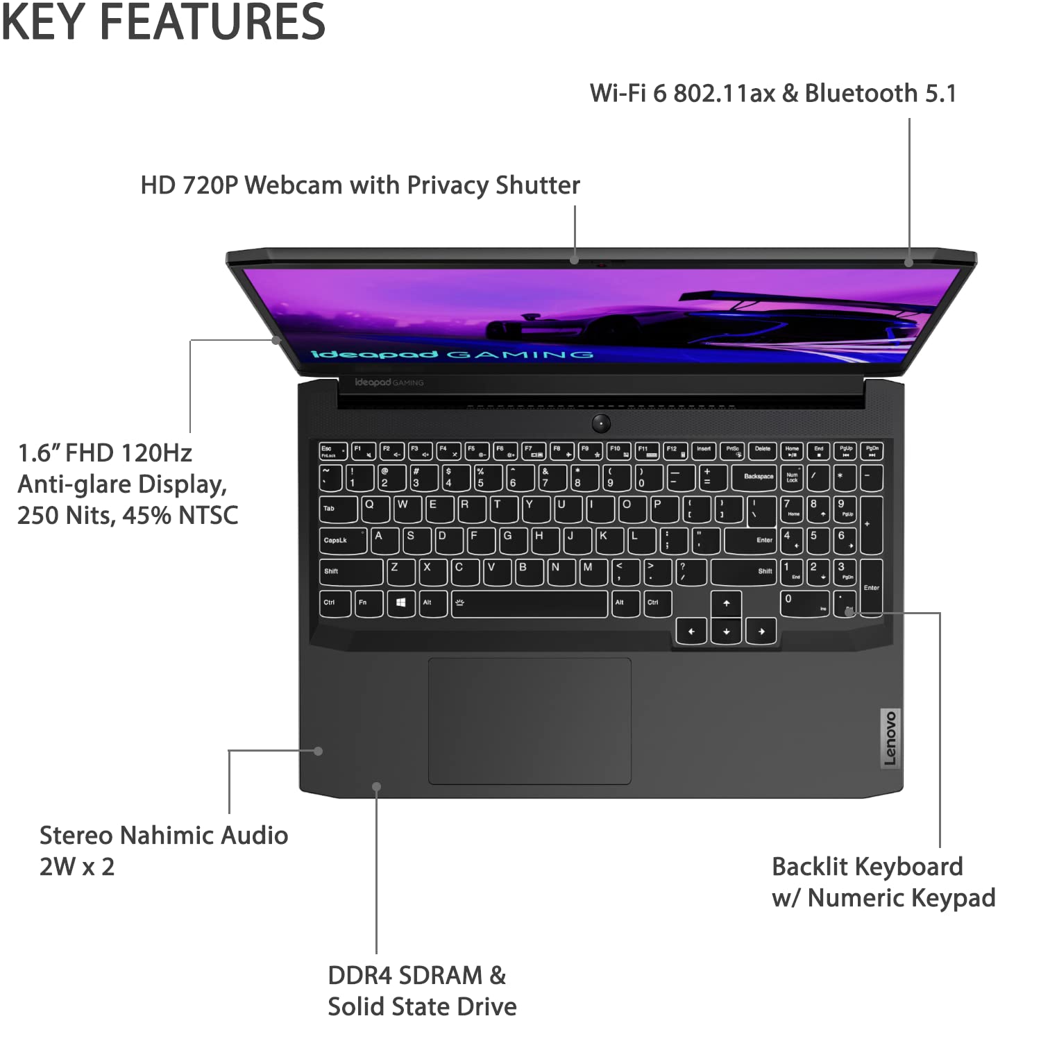 Lenovo IdeaPad Gaming 3 15IHU6 82K1015DUS 15.6" Gaming Notebook - Full HD - 1920 x 1080 - Intel Core i5 11th Gen i5-11300H Quad-core (4 Core) 3.10 GHz - 8 GB Total RAM - 512 GB SSD - Shadow Black