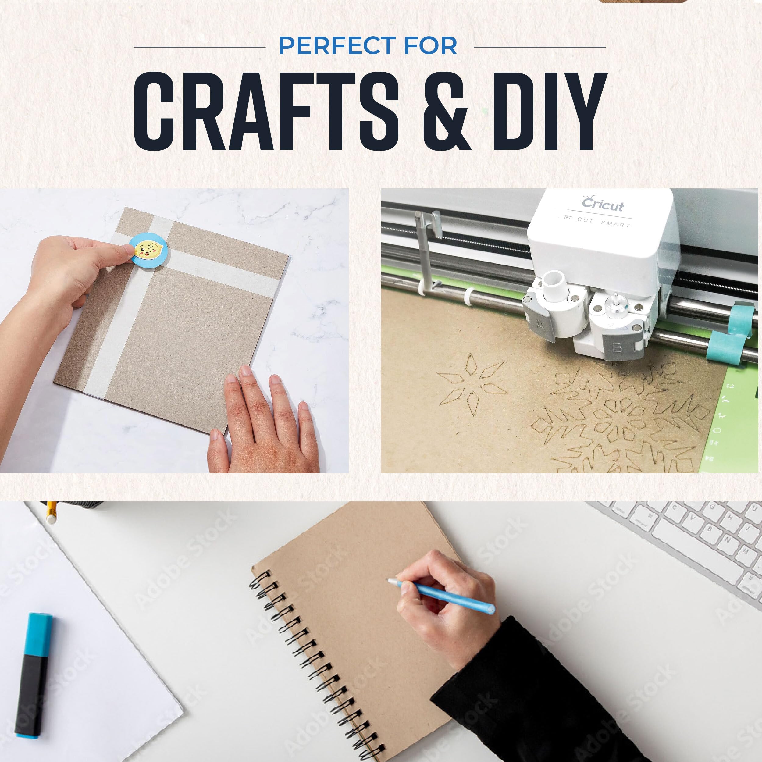Chipboard Sheets 8.5" x 11" - 100 Sheets of 22 Point Chip Board for Crafts - This Kraft Board is a Great Alternative to MDF Board and Cardboard Sheets