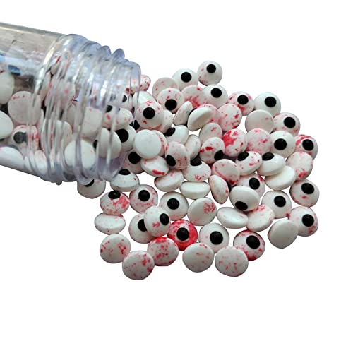 2 Bottles Candy Eyeballs Bloody Red Eyes Cake Cupcake Toppers Cookie Decorations,Two Size Mixed, Edible Dessert Sprinkles for Halloween Christmas Cake Cupcakes Decoration