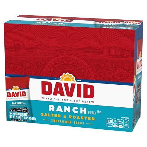 DAVID Roasted and Salted Ranch Sunflower Seeds, 1.625 oz, 12 Pack