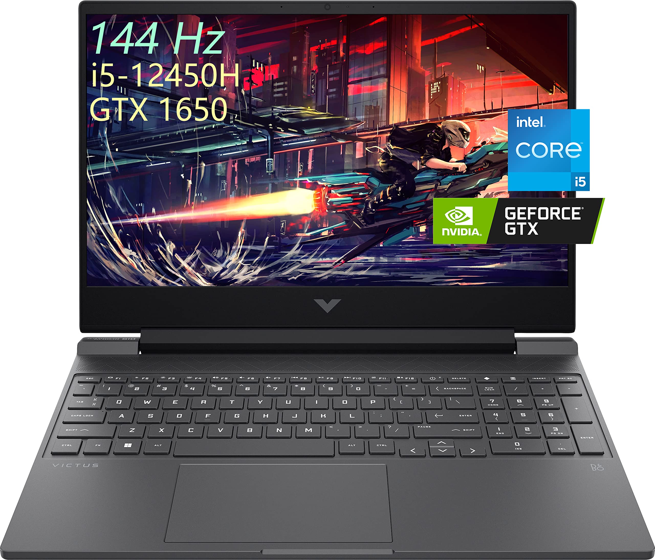 HP 2022 Victus Gaming Laptop, 15.6-Inch 144Hz FHD Display, 12th Gen Core i5-12450H(Beat R7 5800H), 32GB 3200 RAM, 2TB PCIe SSD, NVIDIA GeForce GTX 1650, WiFi 6, Backlit KB, RJ-45, HDMI, Win 11 H