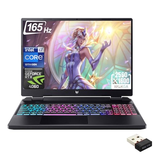 acer Predator Helios-Neo Gaming Laptop - 16" WQXGA 165Hz Display, Intel Core i7-13700HX(16-core), NVIDIA GeForce RTX 4060 Graphics, 16GB DDR5 RAM, 2TB SSD, Backlit Keyboard, Windows 11 Home