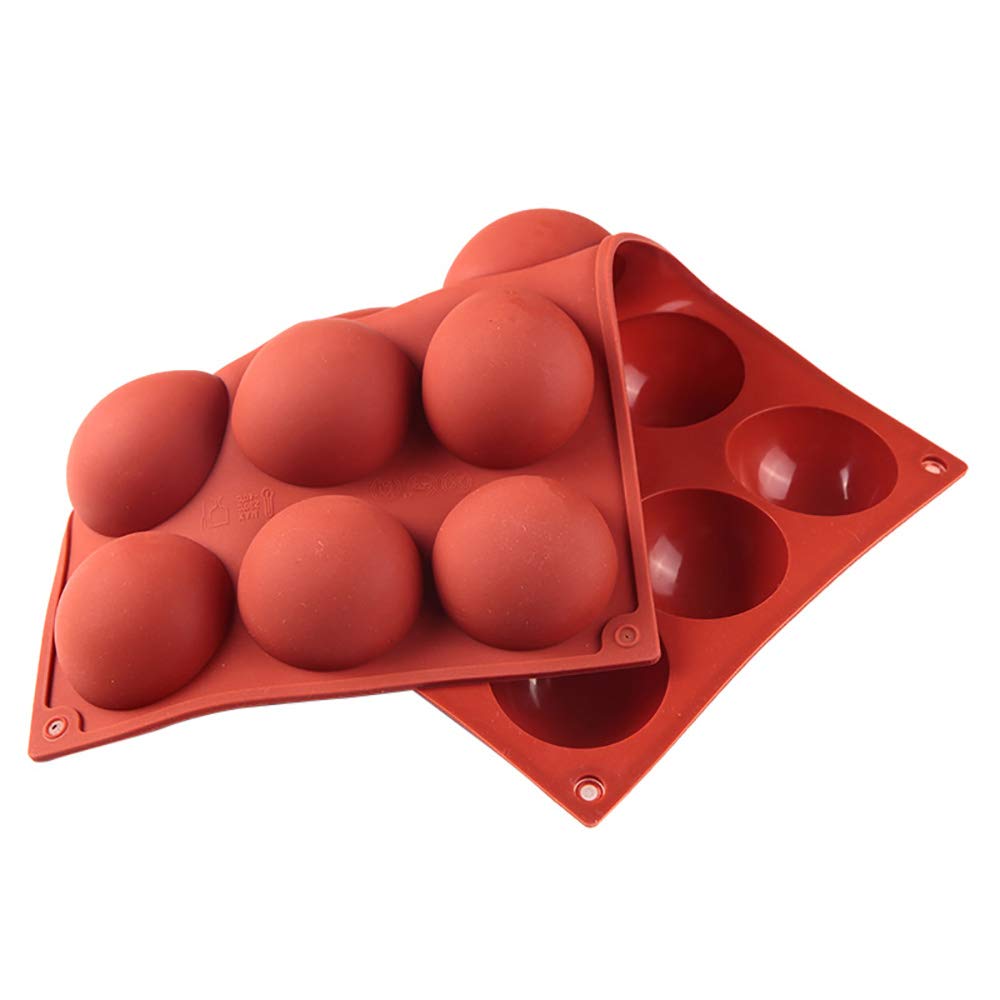 RAYNAG 2 Pack Medium Semi Sphere Silicone Mold Baking Chocolate Bath Bomb Making Domes Tray Cake Eyeballs Jelly Dome Mousse Soaps Molds, 15-cavity