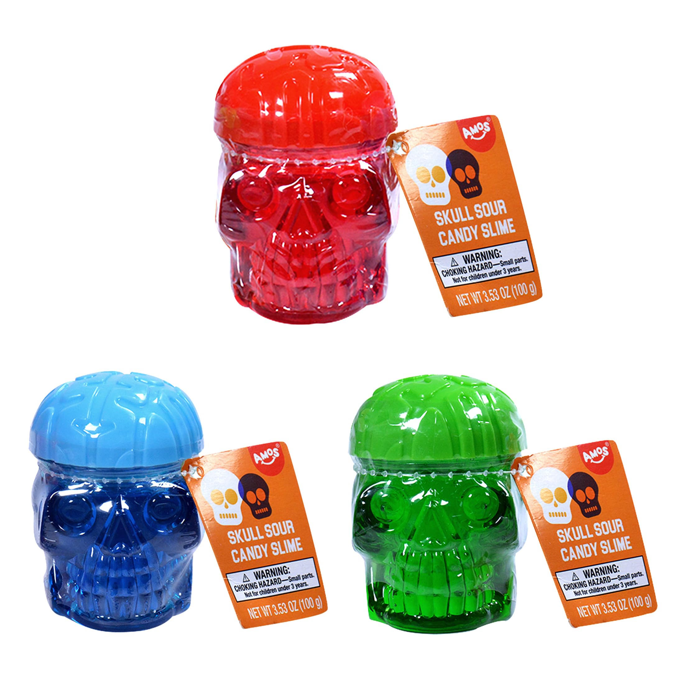 Amos Sour Liquid Candy with Spoon,Skull Sour Slime Candy Dipping Gel Liquid Candy with Strawberry & Blue Razz & Green Apple Flavors(12 Packs)