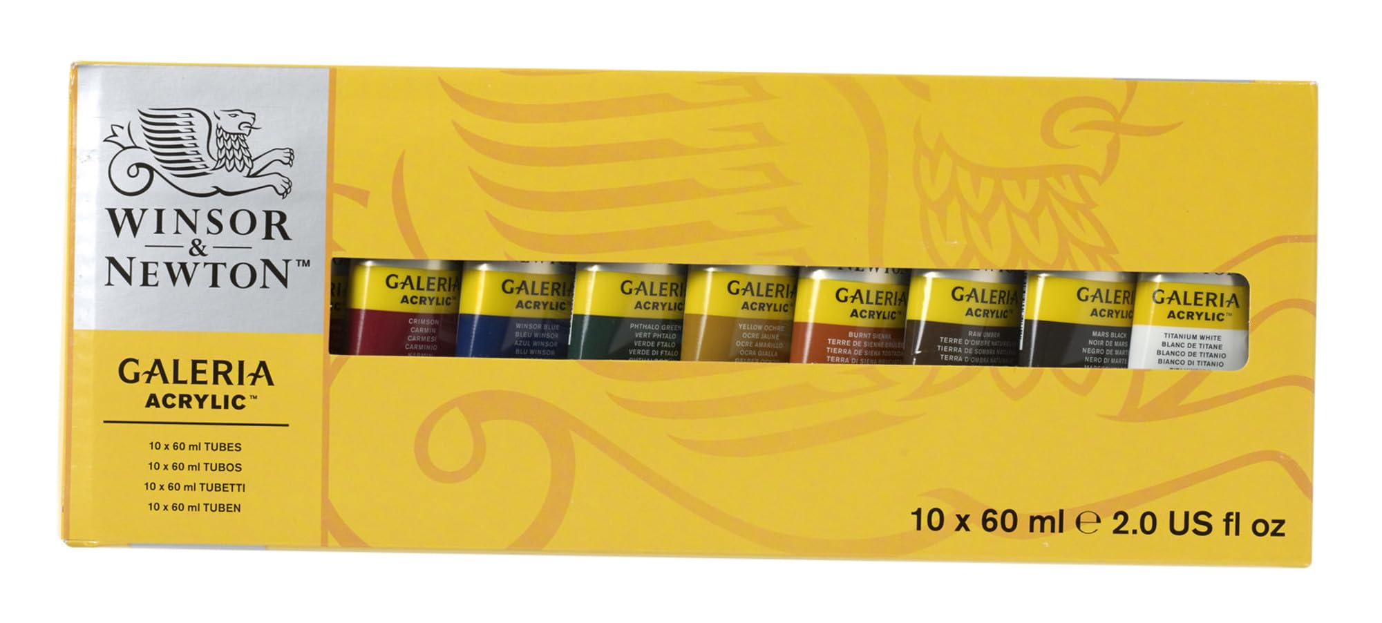 Winsor & Newton Galeria Acrylic Paint, 10 x 60ml (2-oz) Tube Paint Set