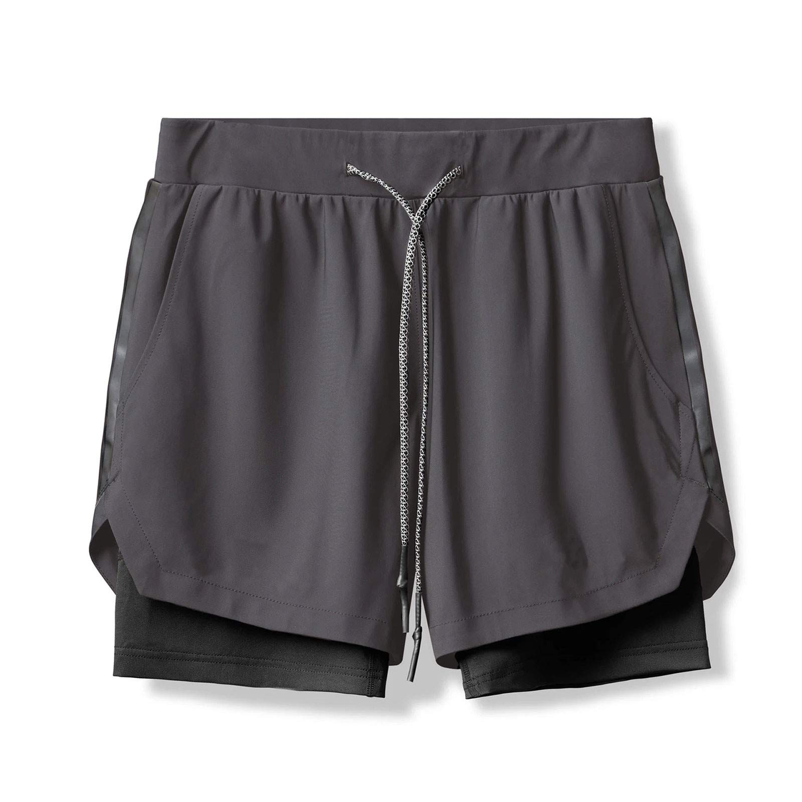 Men's Running Shorts Double Layer Gym Workout Yoga Quick Drying Training Joggers 2 in 1 Sports Basketball Shorts with Pockets