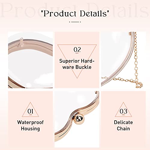 JAMBHALA Women Clear Acrylic Clutch Bag Mini Heart Handbag Evening Pouch with Detechable Chain (gold)