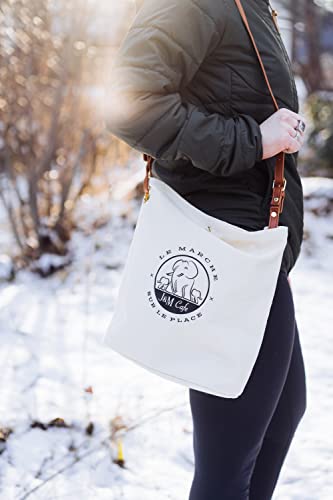 Canvas Tote Bag With Pockets, Adjustable Faux Leather Strap & Magnetic Closure - Everyday Chic Cotton Washable Heavy Duty Tote Bag Purse With Zippered Interior Pocket & Matching Accessory Pouch