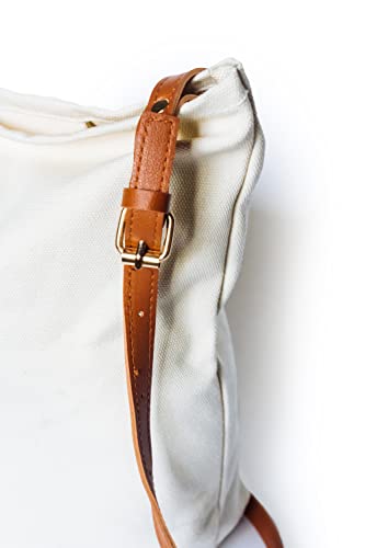 Canvas Tote Bag With Pockets, Adjustable Faux Leather Strap & Magnetic Closure - Everyday Chic Cotton Washable Heavy Duty Tote Bag Purse With Zippered Interior Pocket & Matching Accessory Pouch