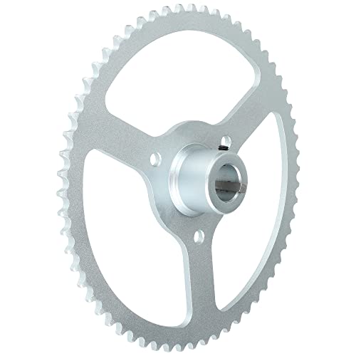 YOXUFA 60T Steel Go Kart Live Axle Hub Sprocket for #40/41/420 Chain With 1" Bore 1/4" Keyway Adapter Yerf dog Murray Predator 212cc 196cc Go Carts Dune Buggy Drift Trike Mini Quad 3 Hole Silver Parts