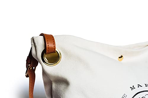 Canvas Tote Bag With Pockets, Adjustable Faux Leather Strap & Magnetic Closure - Everyday Chic Cotton Washable Heavy Duty Tote Bag Purse With Zippered Interior Pocket & Matching Accessory Pouch