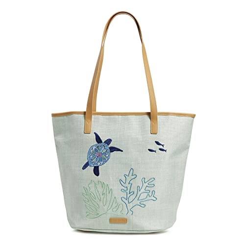 Vera Bradley Women's Straw Bucket Tote Bag, Turtle Dream, One Size
