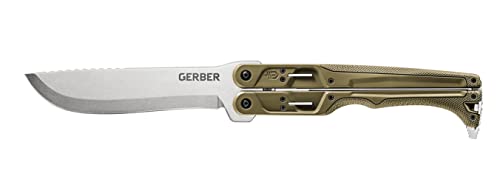Gerber DoubleDown Folding Machete 6.75" 420HC Stonewashed Recurve Blade, Green Handles