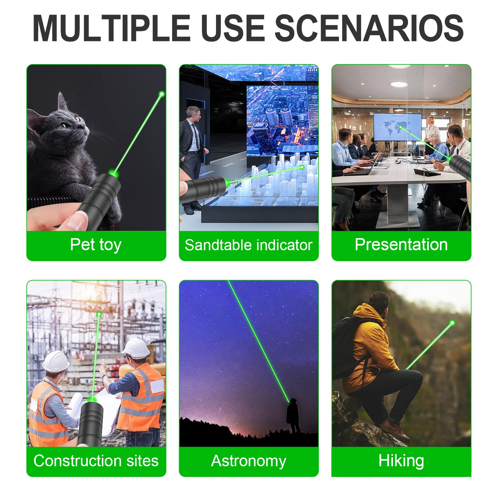 DCLIKRE Green Light, USB Rechargeable Green Lights Pen with Star Cap, Long Range Light Beams for Sandtable Presentations Astronomy Outdoor Hiking Camping Toy 