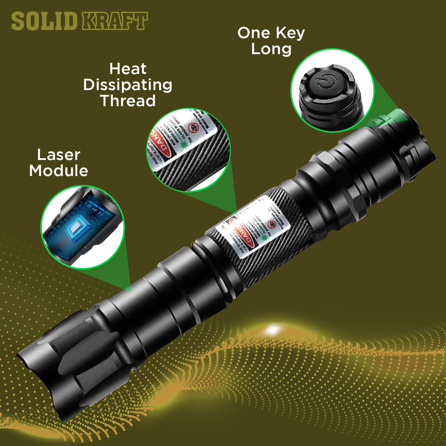 SolidKraft Laser Sight for Firearm, Tactical Laser Sight for Airsoft Gun, Single-Press On/Off, Adjustable Focus Scope with Carrying Case