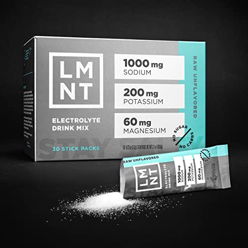 LMNT Keto Electrolyte Powder Packets | Paleo Hydration Powder | No Sugar, No Artificial Ingredients | Raw Unflavored | 30 Stick Packs