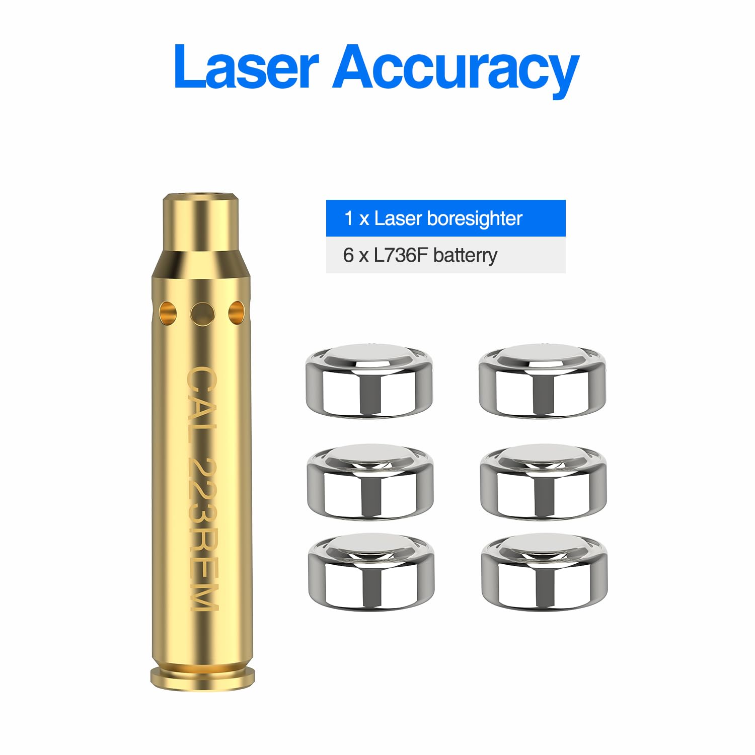 Darkfang 223/5.56mm Laser Bore Sight Red Beam Easy Adjust and Zeroing Optics Bore Sighter with 2 Sets Batteries for Scope Sighting