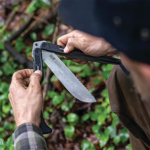 Gerber DoubleDown Folding Machete 6.75" 420HC Stonewashed Recurve Blade, Green Handles