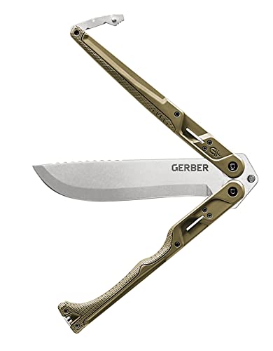 Gerber DoubleDown Folding Machete 6.75" 420HC Stonewashed Recurve Blade, Green Handles