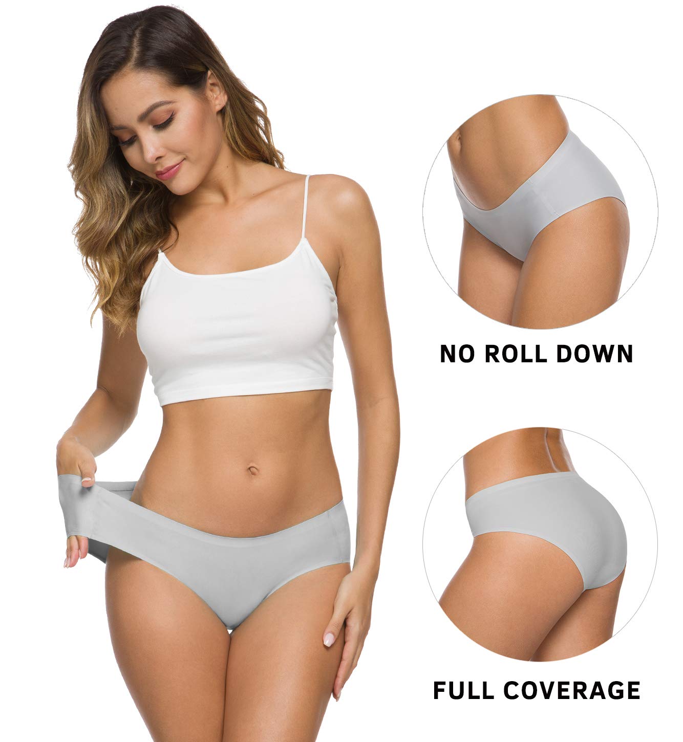 Wealurre Seamless Underwear for Women No Show Panties Soft Stretch Hipster Bikini Underwears 5-Pack (826M-Light)