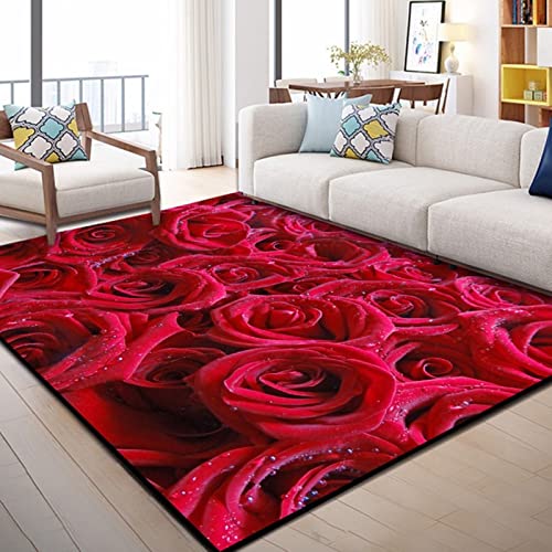 VITREGEN Romantic Rose Pistil 3D Printing Carpet Hallway Floor mat Living Room Non-Slip mat Bedroom Crawl mat