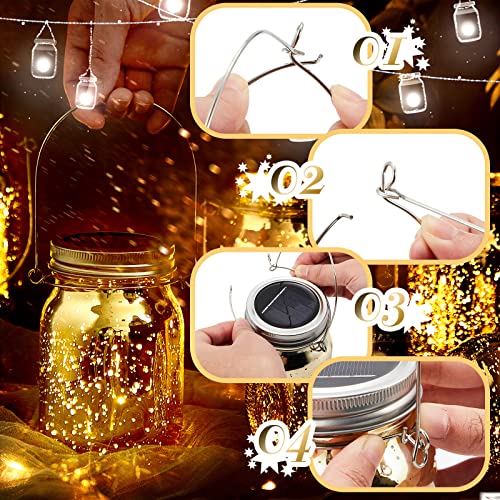 Suclain 6 Pack Mason Jars Painted Mason Jars Wide Decorative Jar Glass Decorative Jars for Home Table Centerpiece Decoration and Wedding Favor (Gold)