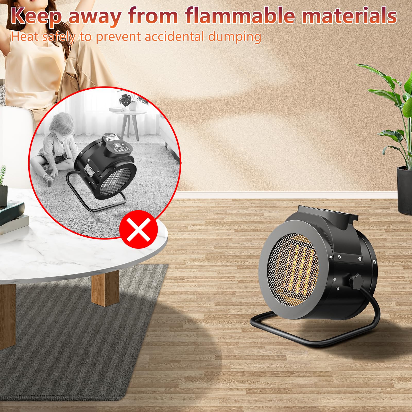 Space Heater, 2000W Electric Heater with Remote, Space Heaters for Indoor Use, 24Hrs Timer, 45° Adjustable, Overheat Protection, Intelligent Thermostat, Portable Heater for Office Bedroom Living Room