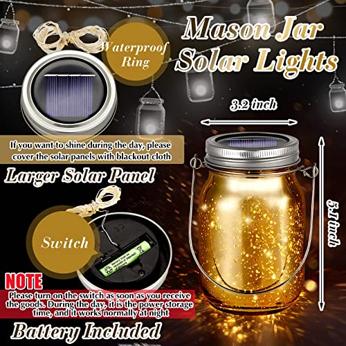 Suclain 6 Pack Mason Jars Painted Mason Jars Wide Decorative Jar Glass Decorative Jars for Home Table Centerpiece Decoration and Wedding Favor (Gold)