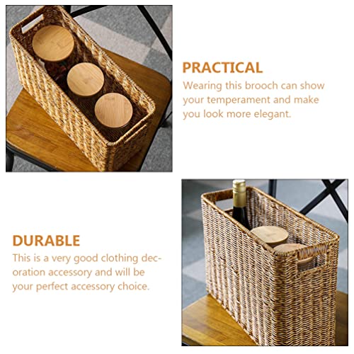 Angoily Woven Magazine Holder Magazine Wicker Basket Natural Narrow Rattan Magazine Holder Magazine Storage Basket Bin for Home Office