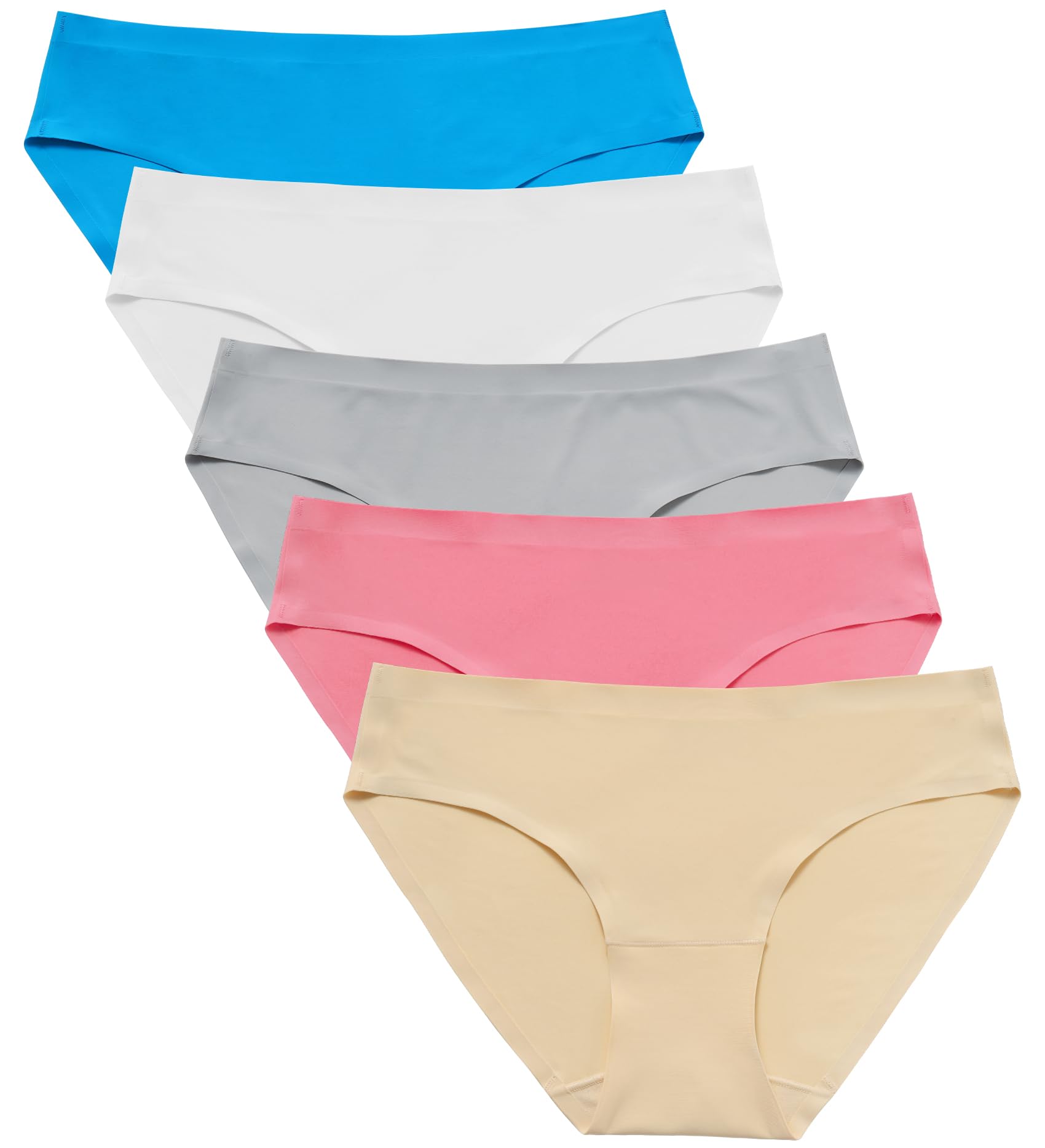 Wealurre Seamless Underwear for Women No Show Panties Soft Stretch Hipster Bikini Underwears 5-Pack (826M-Light)