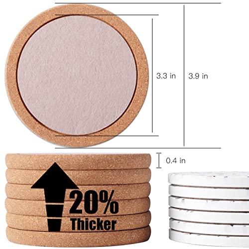Drink Coasters with Holder, Absorbent Coaster, (6 Pack), Cork Felt Coasters, Coasters for Table Protection, Round Thick Coasters for Drinks, Glasses, Cups, Bar, Housewarming Gift, Beige.