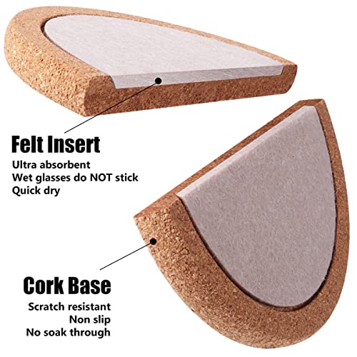 Drink Coasters with Holder, Absorbent Coaster, (6 Pack), Cork Felt Coasters, Coasters for Table Protection, Round Thick Coasters for Drinks, Glasses, Cups, Bar, Housewarming Gift, Beige.