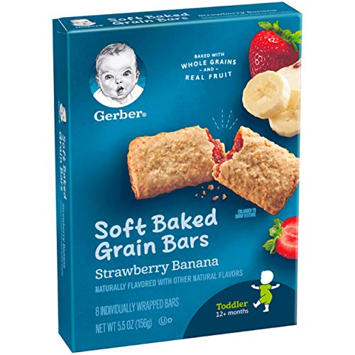 Gerber Snacks for Toddler Soft Baked Grain Bars, Strawberry Banana, 5.5 Ounce