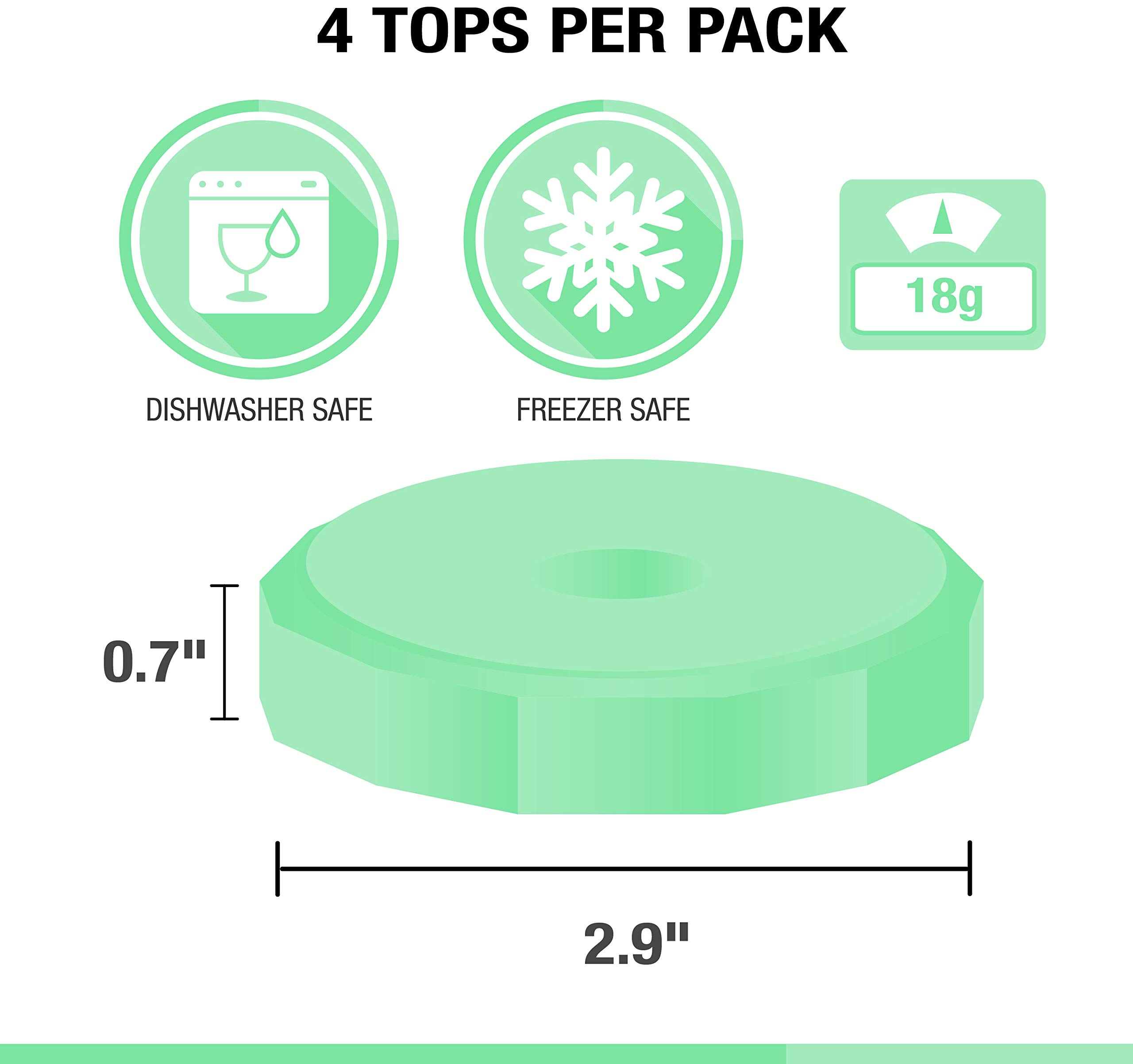 Masontops Tough Tops - Ball Regular Mouth Mason Jar Lids Plastic Leakproof - BPA-Free Multi Colored Plastic Mason Jar Lids - Reusable Dry Canning Lids fit Ball Jars (Ball Mason Jars not included)