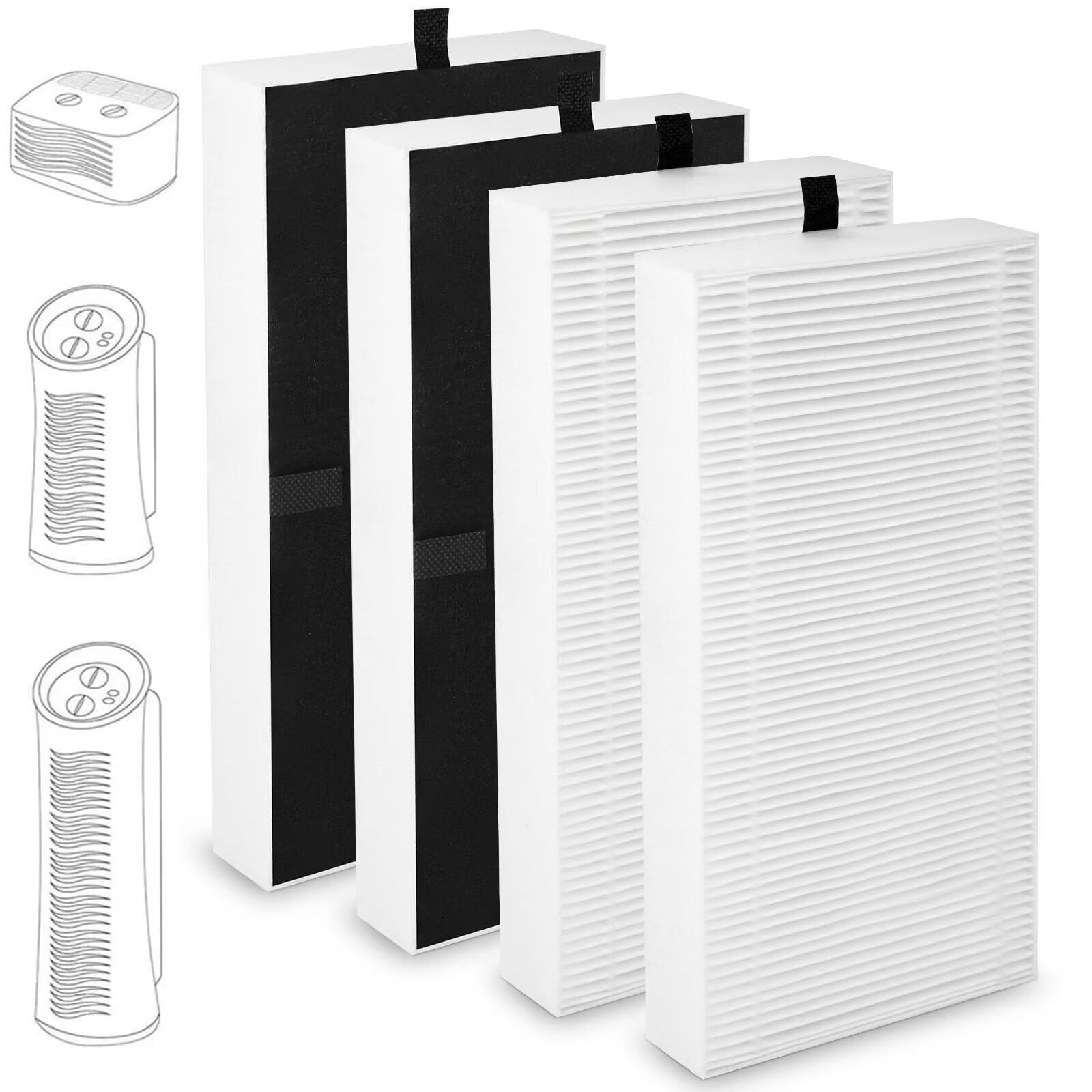 MXZONE HEPA Air Purifier Replacement Filter for Febreze FRF102B, for Honeywell HHT270, HHT290 Series U Filter with Odor Reducing Pre Filter, Removes Smells and 99.7% of Dust Particles (4 Pack)