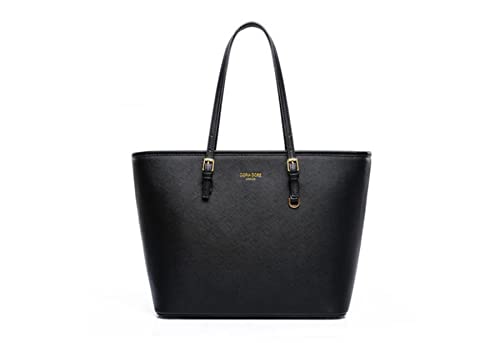 Women's shoulder bag, large capacity vertical zipper open tote bag, women's handbag (Black)
