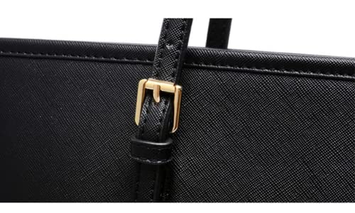 Women's shoulder bag, large capacity vertical zipper open tote bag, women's handbag (Black)