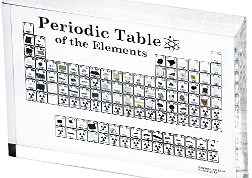 Engineered Labs Heritage Periodic Table of Elements, Made In USA, Acrylic Periodic Table With Real Samples